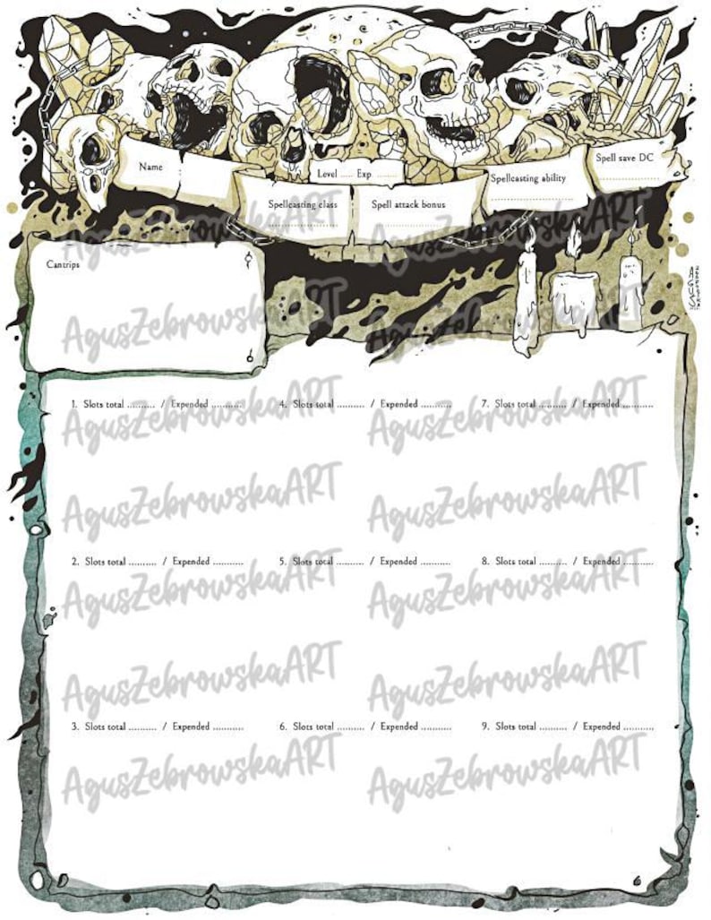Death Theme D&D 5e Character Sheets | Printable RPG Sheets (PDF) - Etsy