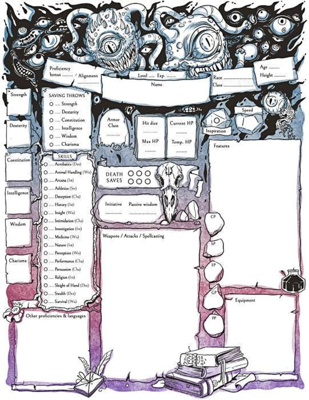 D&D Character Sheets - Spectator| Printable Dnd 5e Character Sheets ...