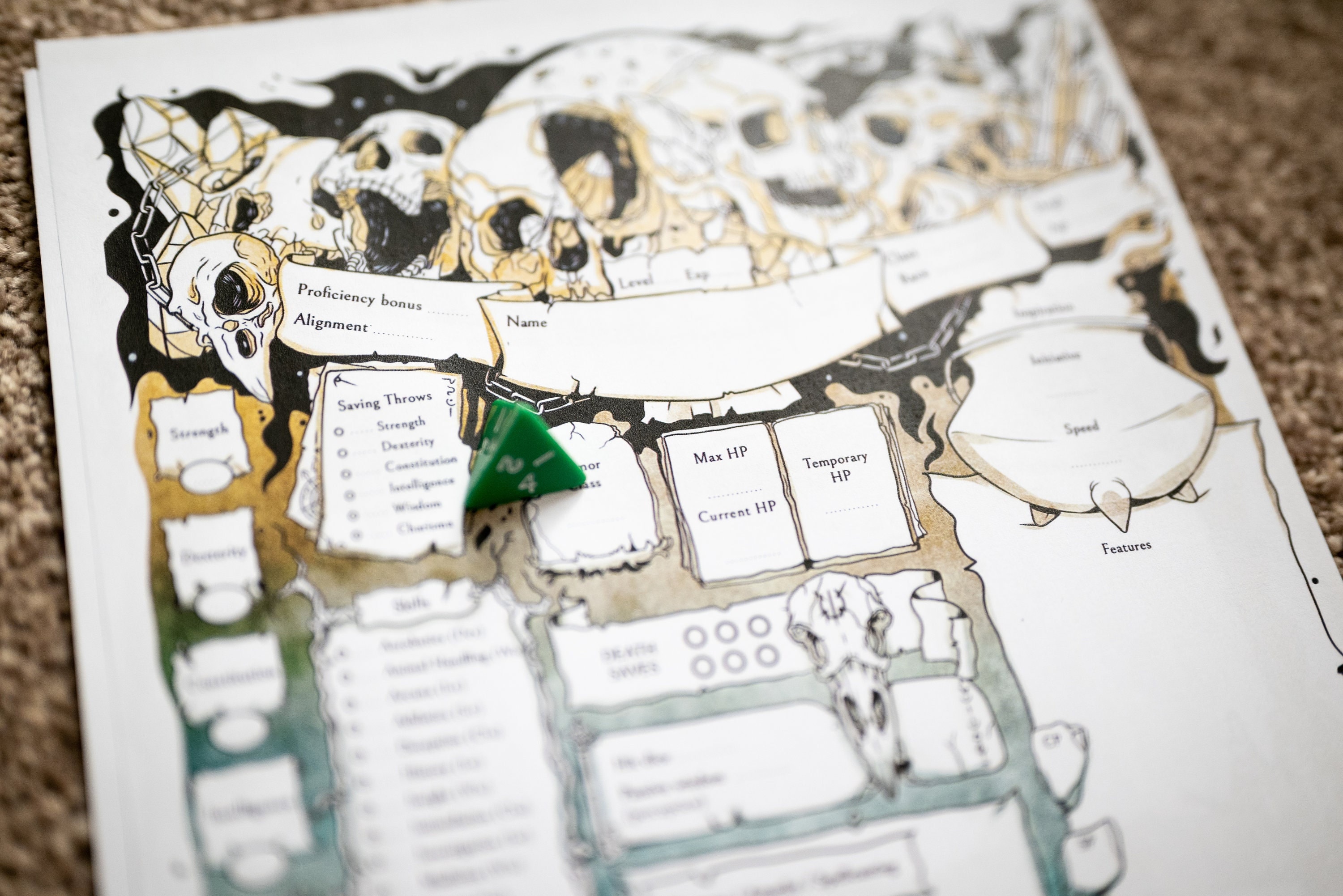 D&D 5e Character Sheets - Form Fillable Sheets | Custom Death Design ...
