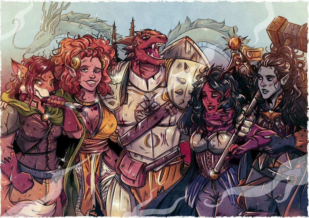 Party Commission Gift, Dnd Group Half-body Portrait, Tavern ...