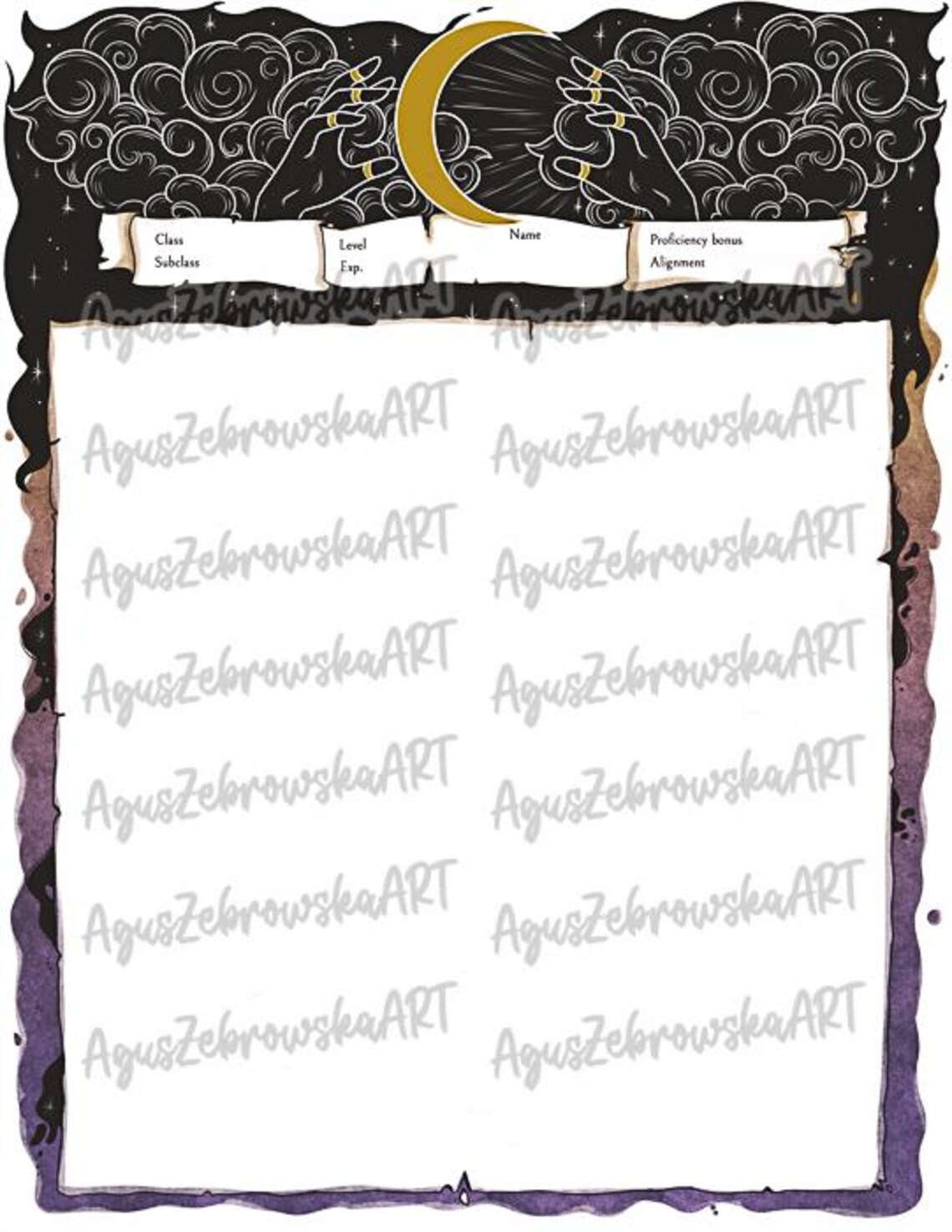 Selune Moon D&D Character Sheets: Printable Dnd 5e (6 Pages) - Etsy