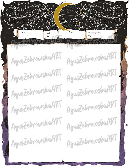 Selune Moon D&D Character Sheets: Printable Dnd 5e (6 Pages) - Etsy
