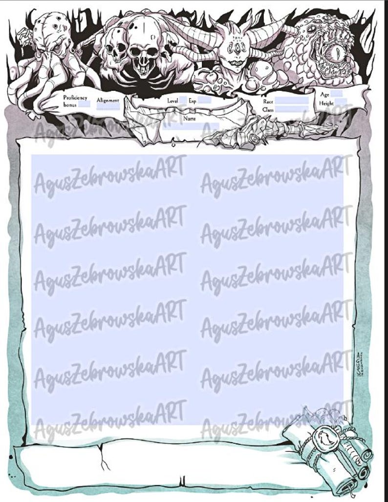 D&D 5e Character Sheets - Form Fillable Sheets | Custom Monster Design ...