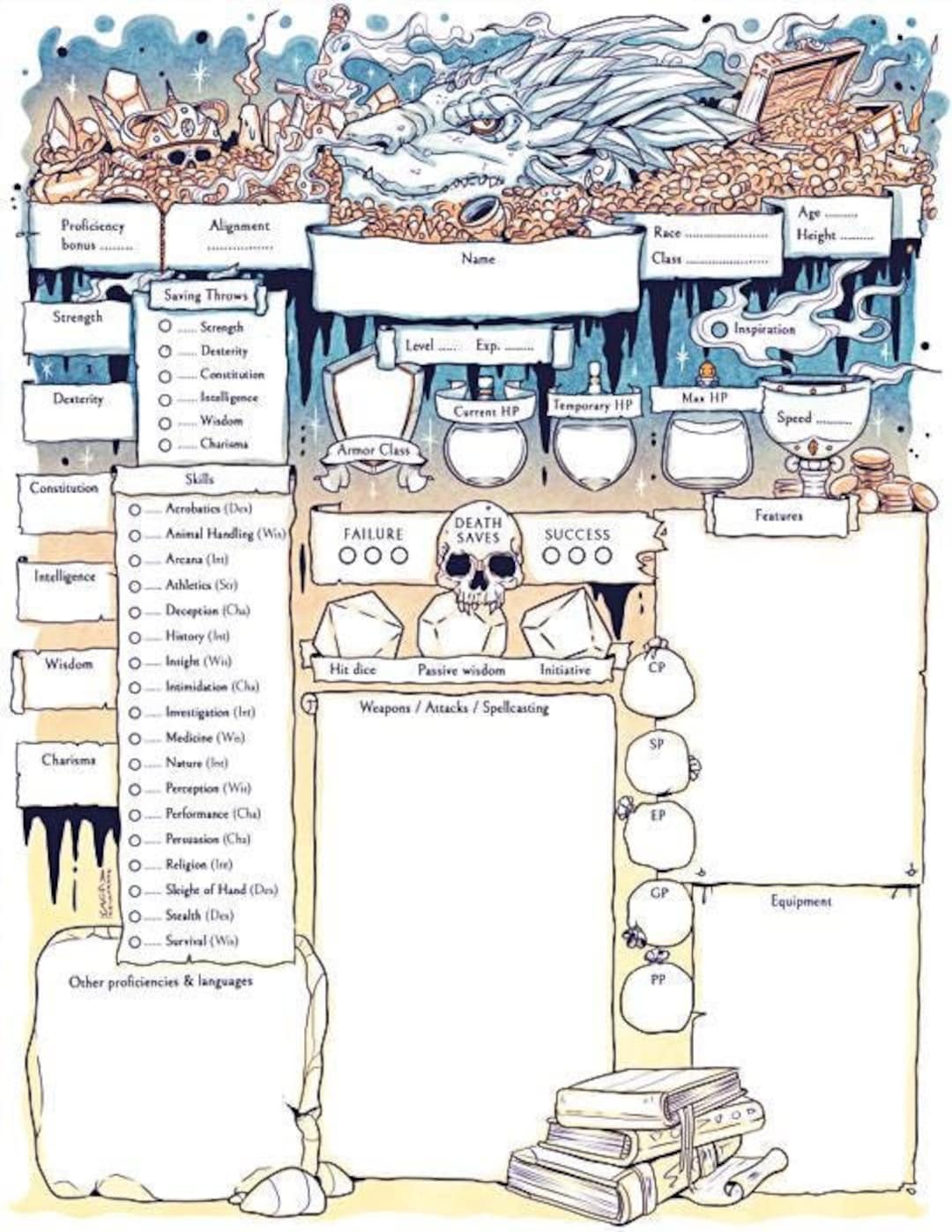 Gold Mine D&D 5e Character Sheets: Printable Fantasy RPG (PDF) - Etsy