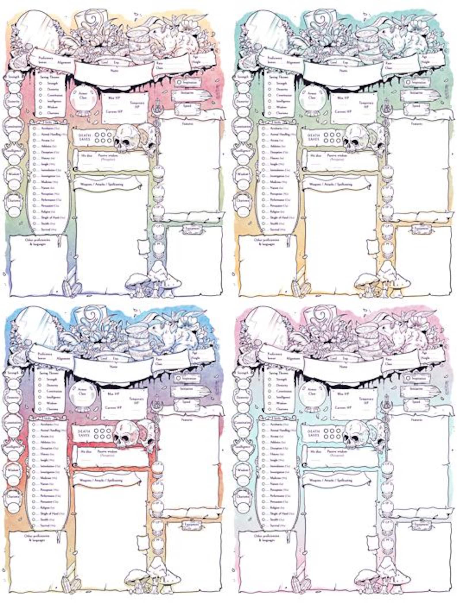 Feywild D&D 5e Character Sheets: Printable Mirrors Theme (PDF) - Etsy UK