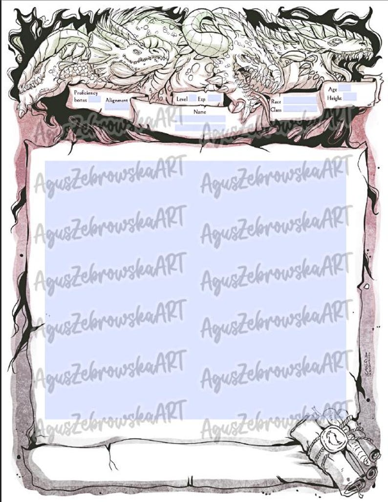D&D 5e Character Sheets - Form Fillable Sheets | Custom Dragon Design ...