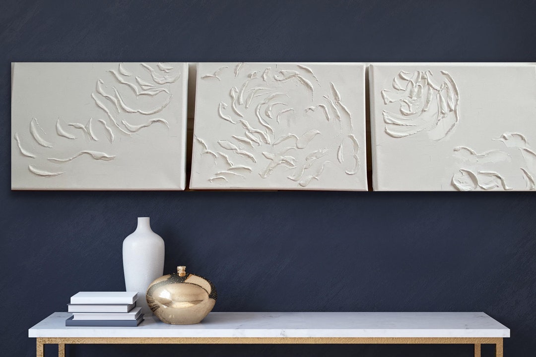 Three Piece Wall Art Split Canvas Art Roses Canvas Original Sculpture ...