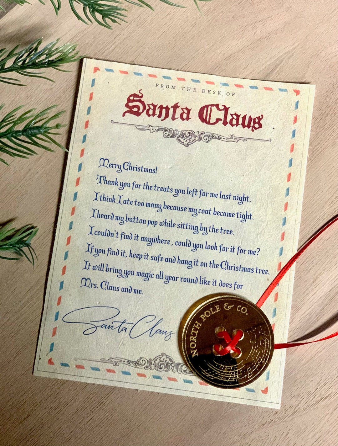 Santa's Lost Golden Button With Letter - Etsy