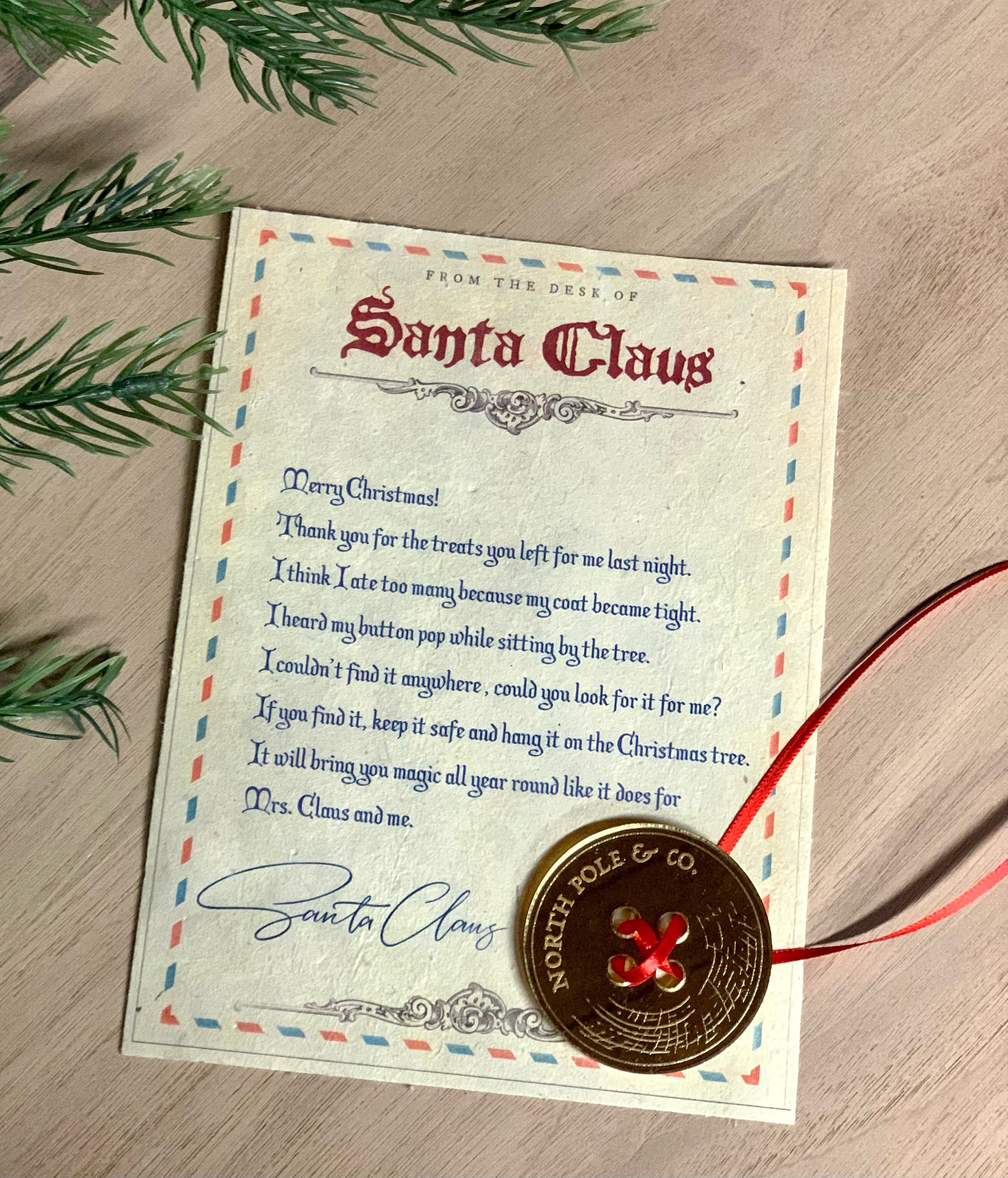 Santa's Lost Golden Button With Letter - Etsy