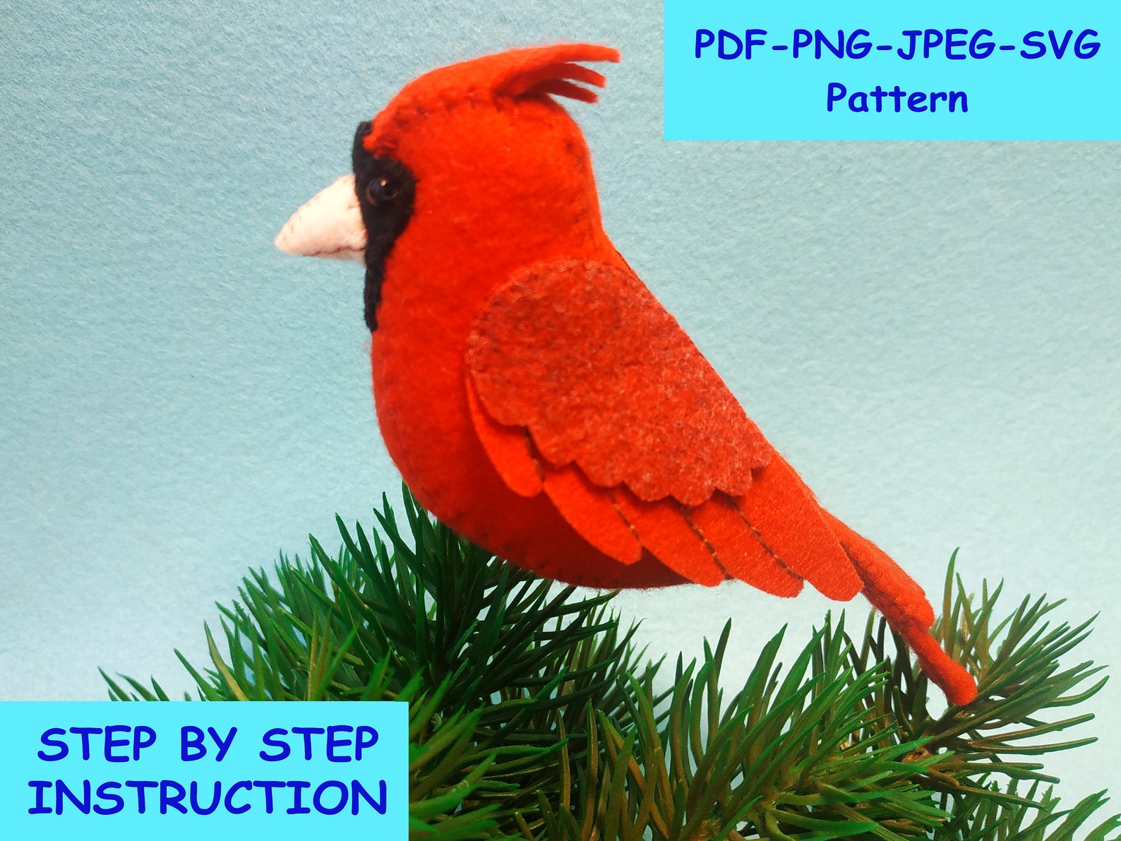 Cardinal Bird Sewing Pattern Christmas Red Cardinal Sewing | Etsy