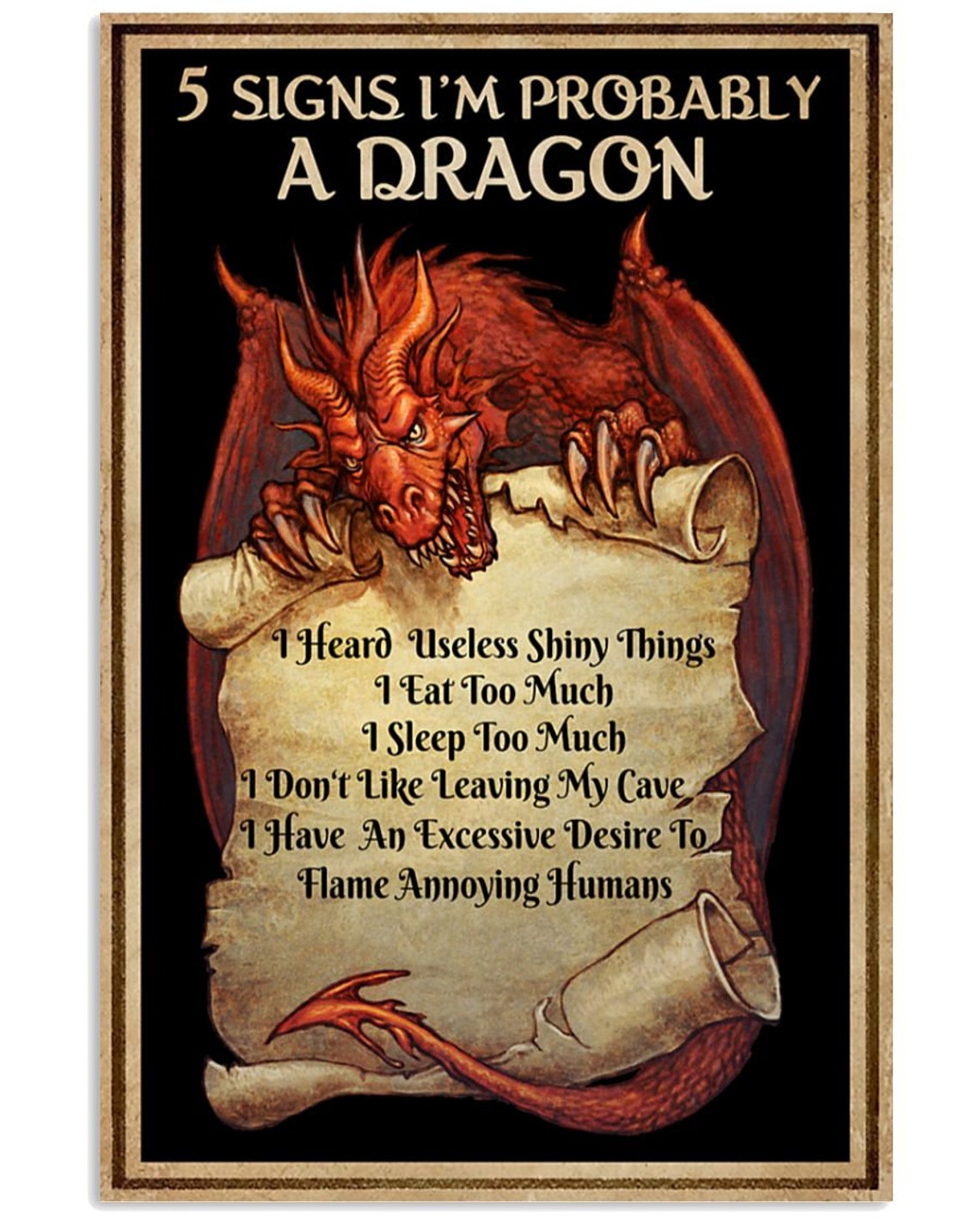 5 Signs I'm Probably A Dragon Vertical Poster | Etsy 5 Signs I'm Probably A Dragon Vertical Poster | Etsy