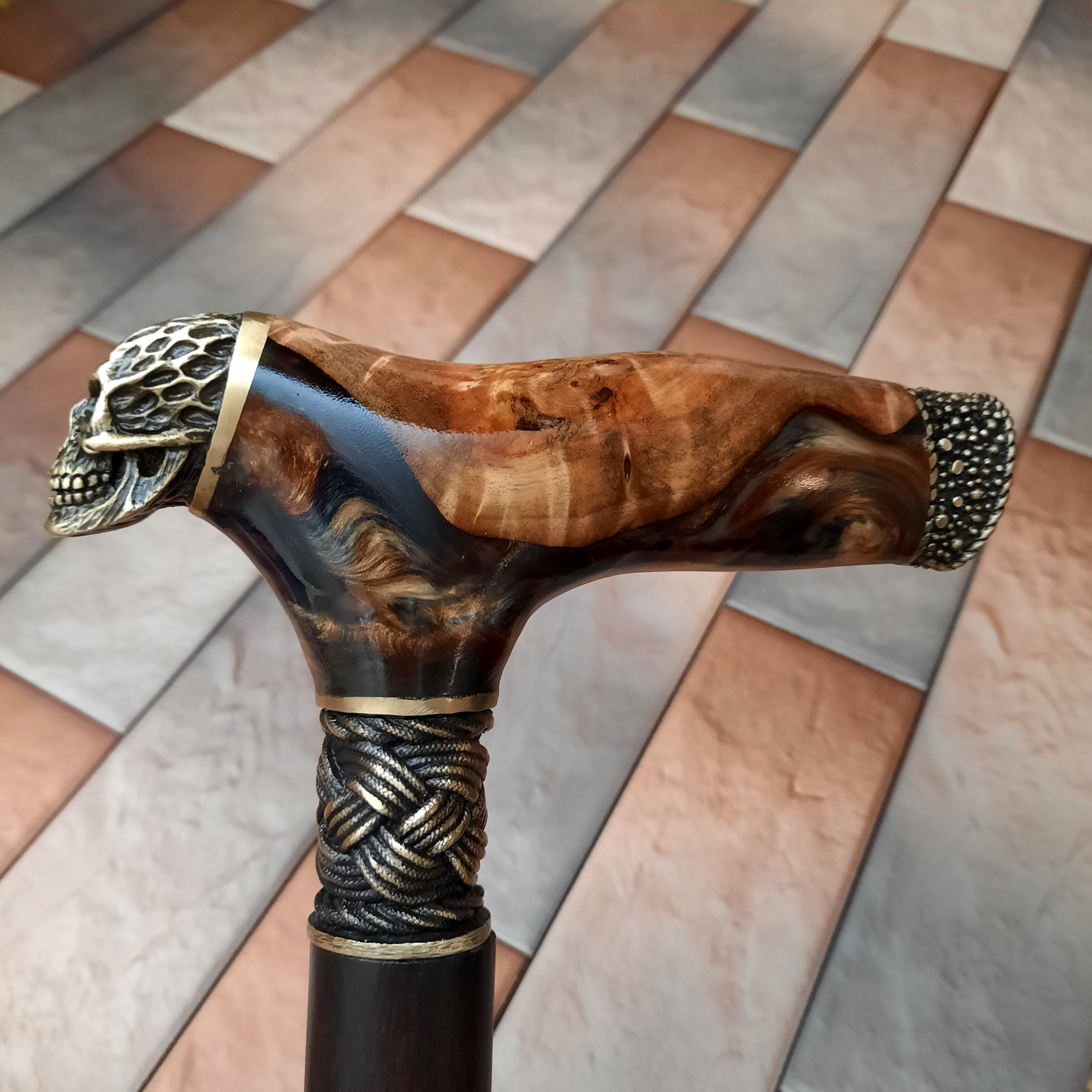 CANE STICK D71 Cane Walking Stick Hybrid Burl-acrylic Handle | Etsy