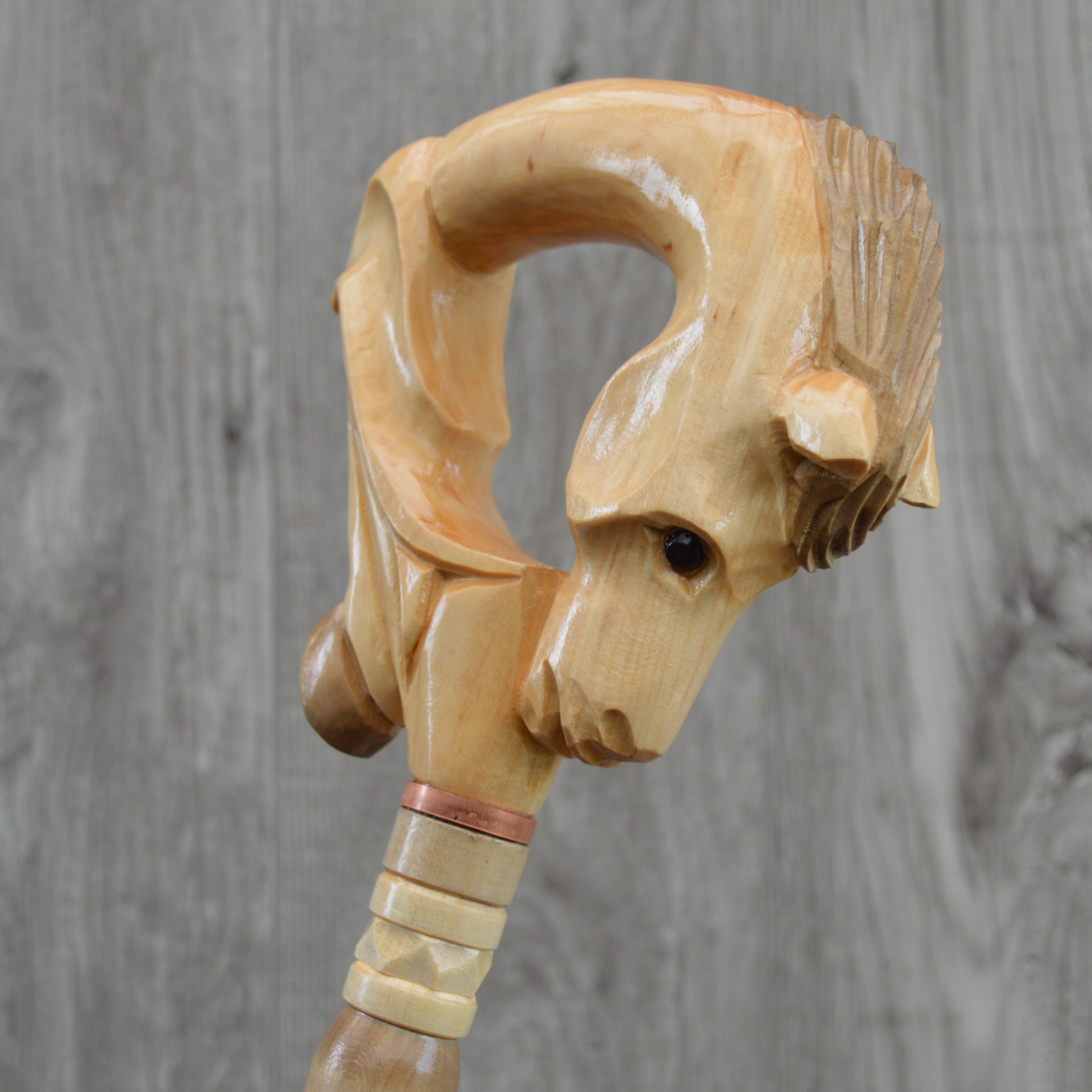Cane Walking Stick Wooden Gift Hand-carved Carving Handmade (horse Hoof ...