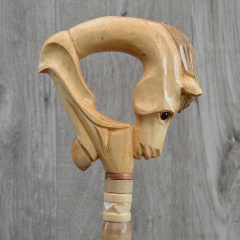 Cane Walking Stick Wooden Gift Hand-carved Carving Handmade (horse Hoof ...