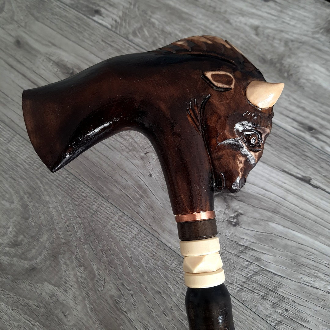 Bull Recent Canes Walking Sticks Gift Wood Reeds Cane Gift Wooden Gift ...
