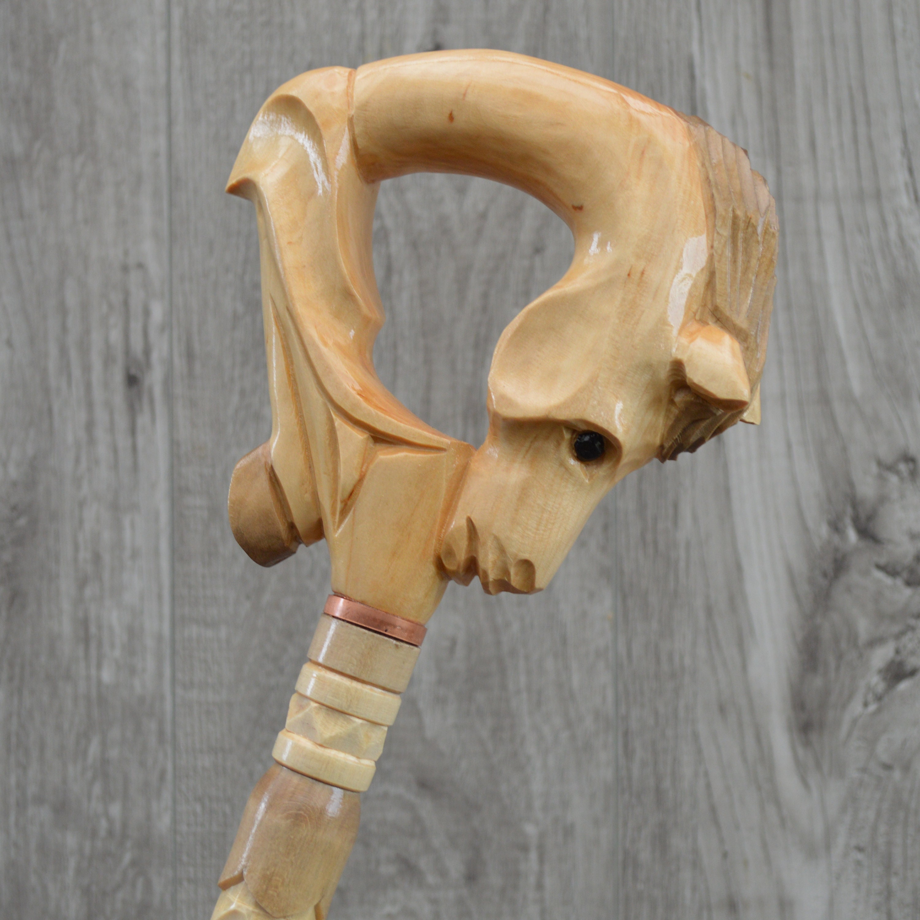 Cane Walking Stick Wooden Gift Hand-carved Carving Handmade (horse Hoof ...