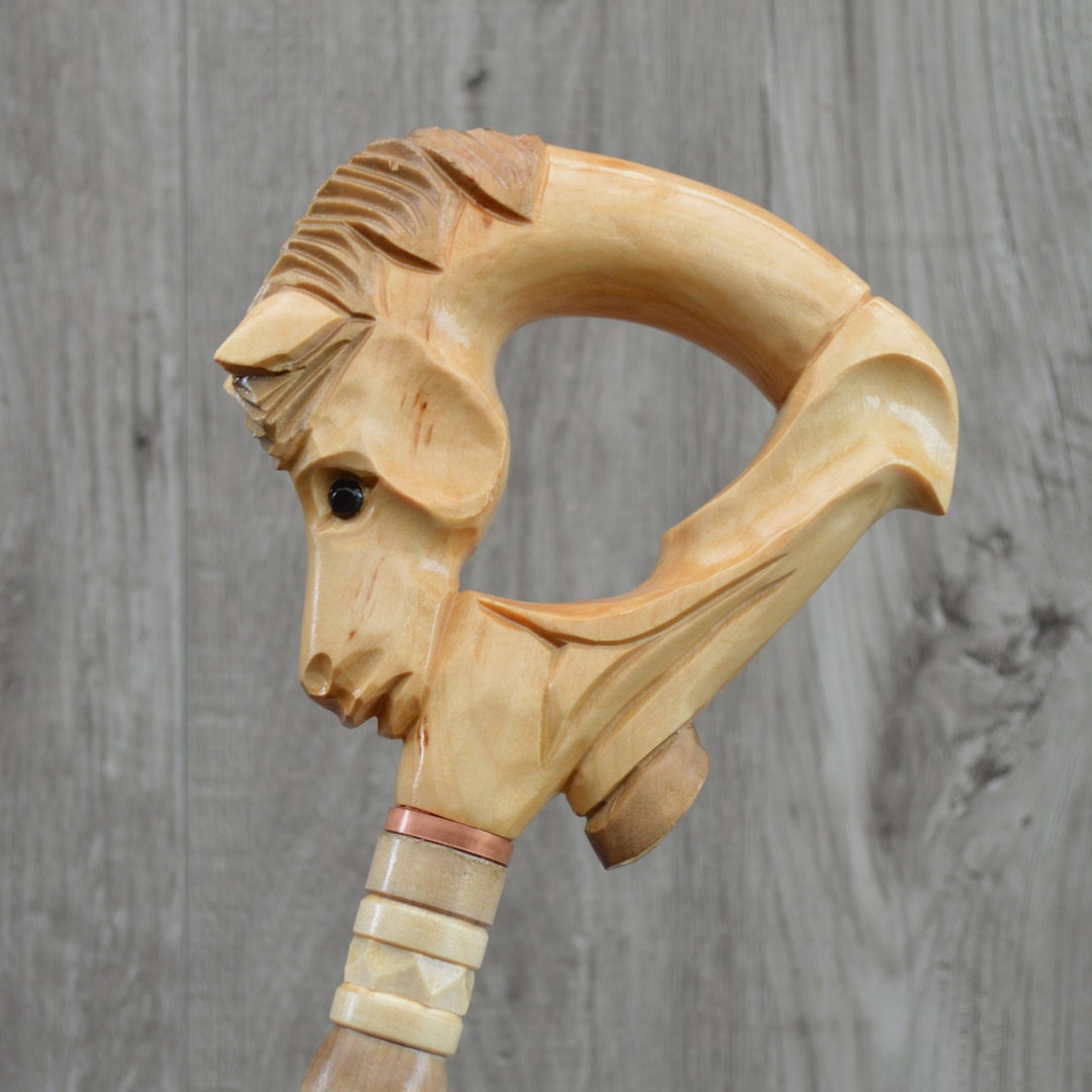 Cane Walking Stick Wooden Gift Hand-carved Carving Handmade (horse Hoof ...