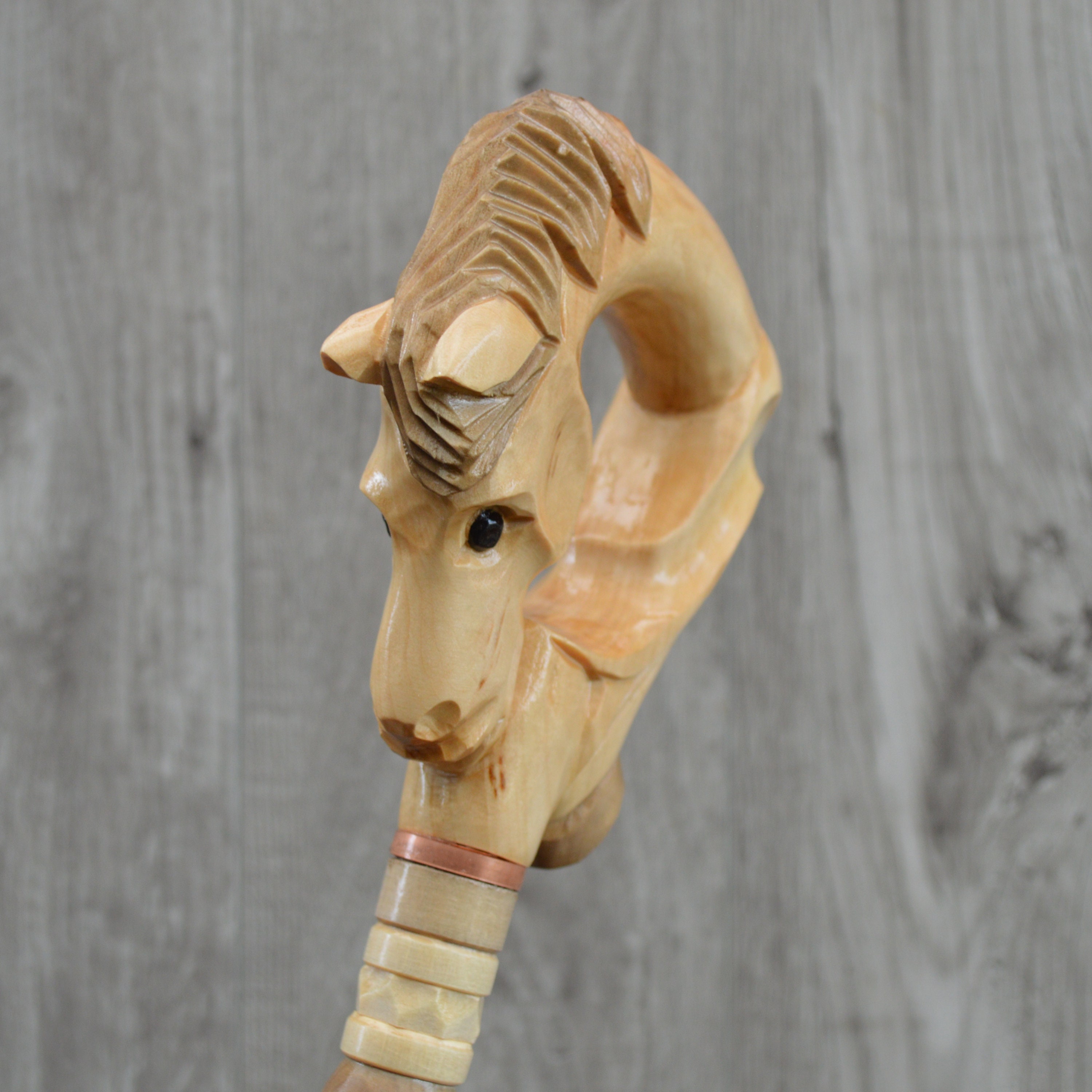 Cane Walking Stick Wooden Gift Hand-carved Carving Handmade (horse Hoof ...