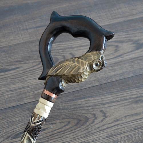 Phoenix Cane Walking Stick Wooden Carved Hand Head Walking - Etsy
