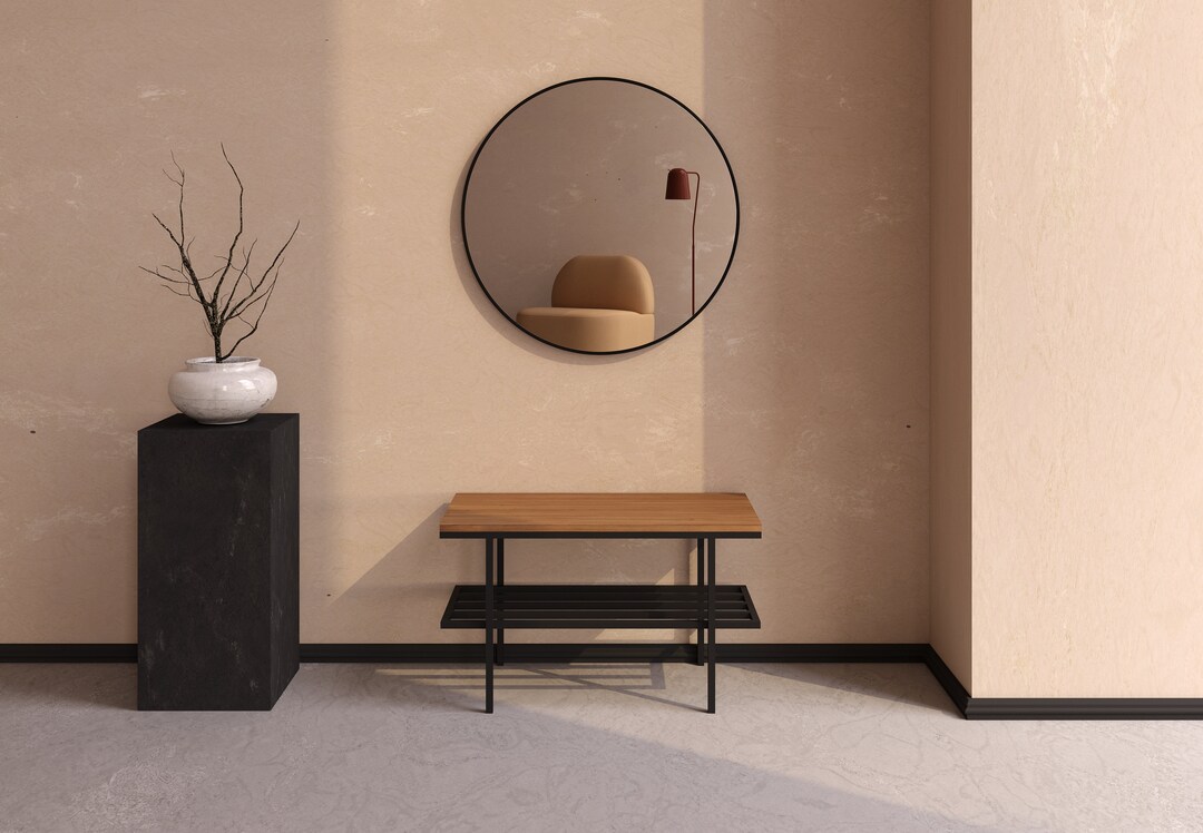 Sofia Hall Stool, Oak Seat, Shoe Storage, Industrial Bench With Shoe ...