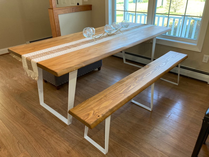 Farmhouse Dining Table and Bench / Solid Wood Kitchen Table - Etsy
