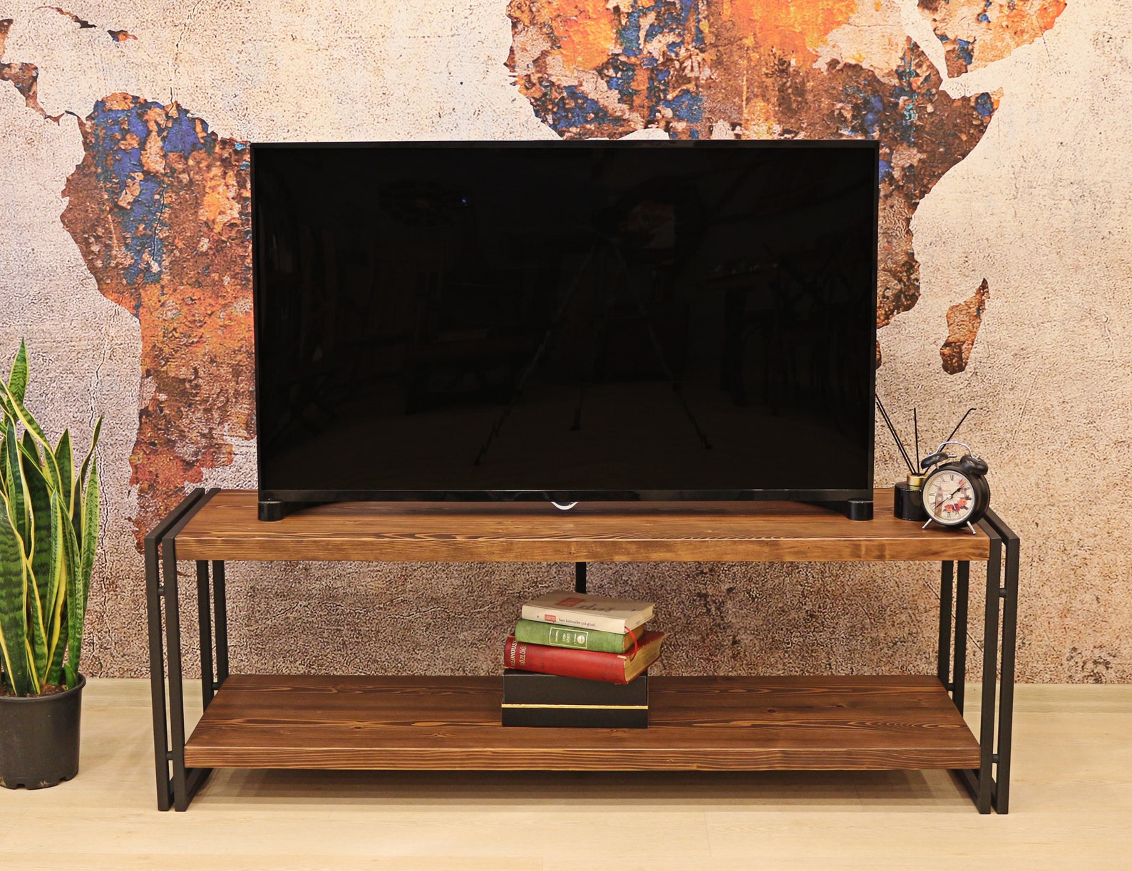 Wood and Metal Tv Stand - Rokko / Solid Wooden and Metal Media Console ...