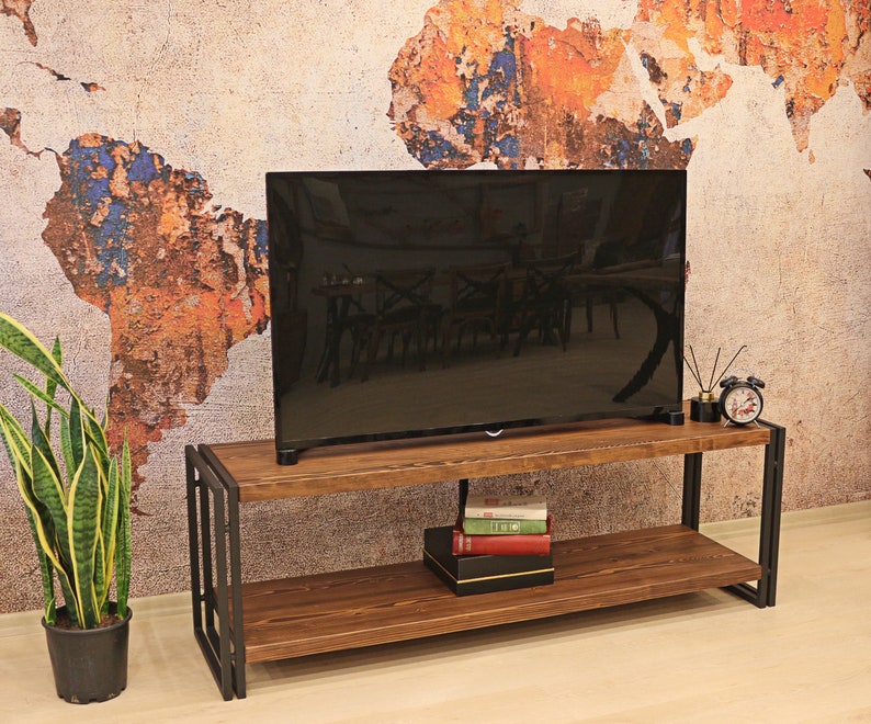 Wood and Metal Tv Stand - Rokko / Solid Wooden and Metal Media Console ...