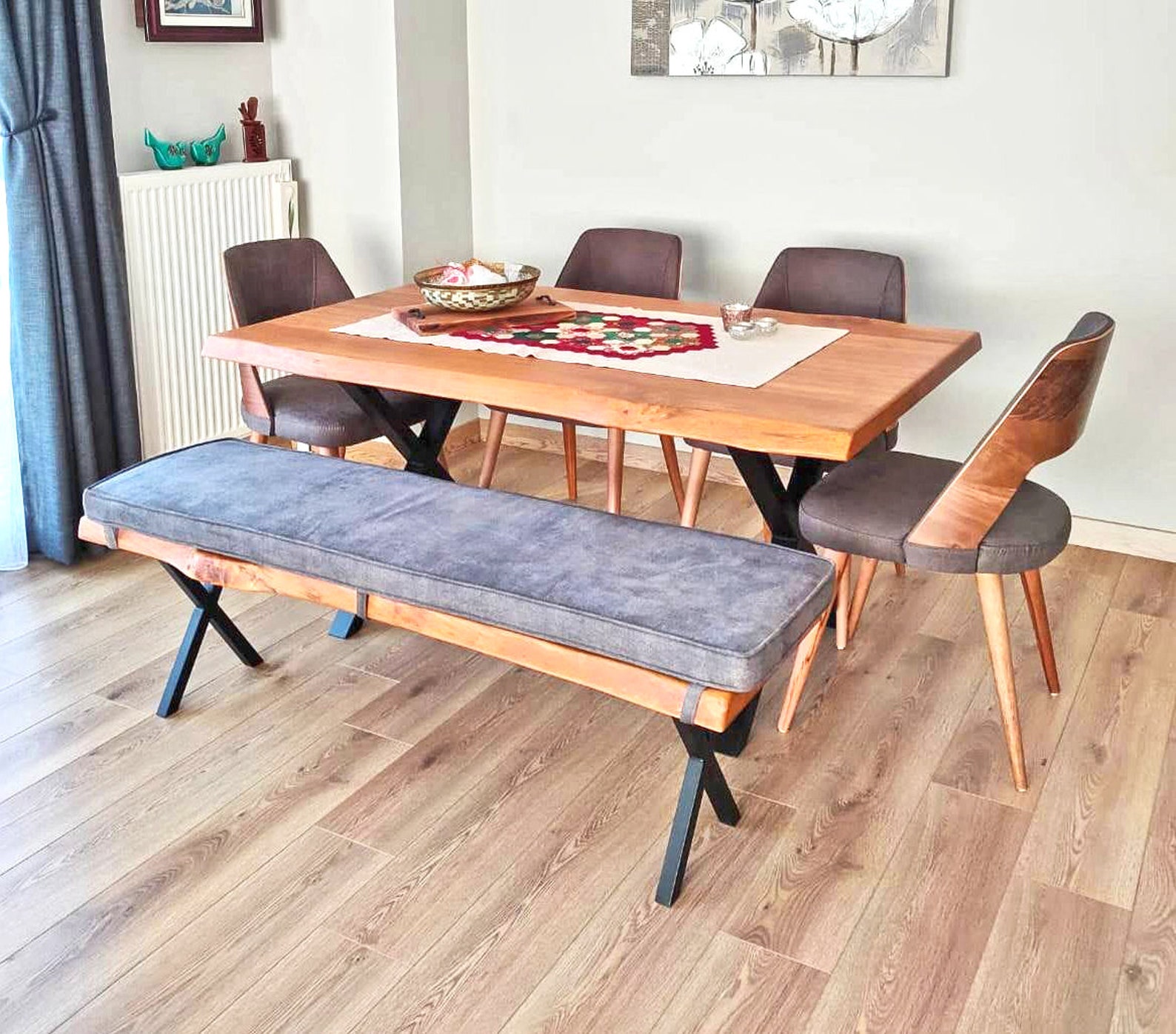 Solid Wood Farmhouse Dining Table Rumelia Handmade Wooden - Etsy