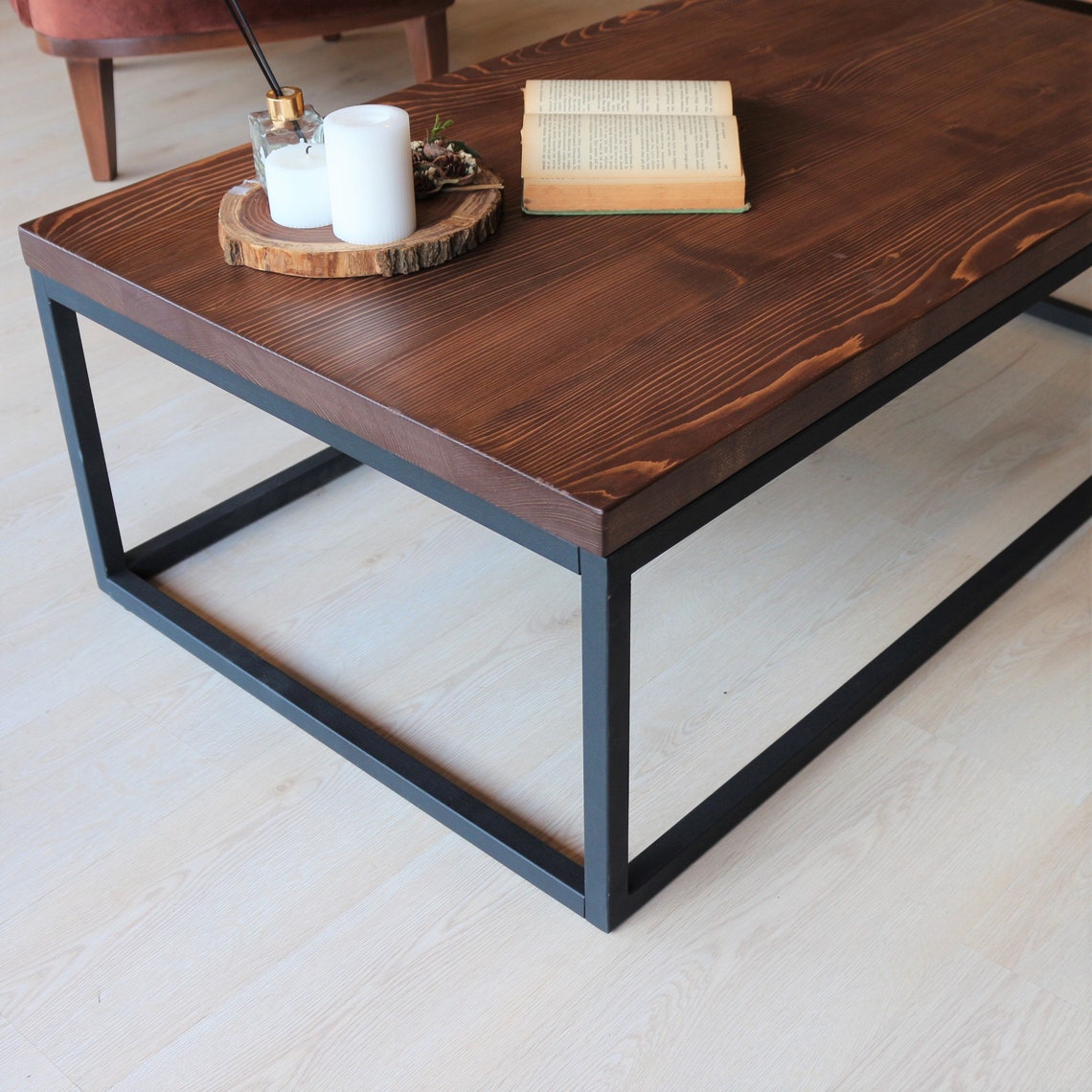 Rectangle Wood Coffee Table , Custom Rustic Coffee Table , Solid Wood ...