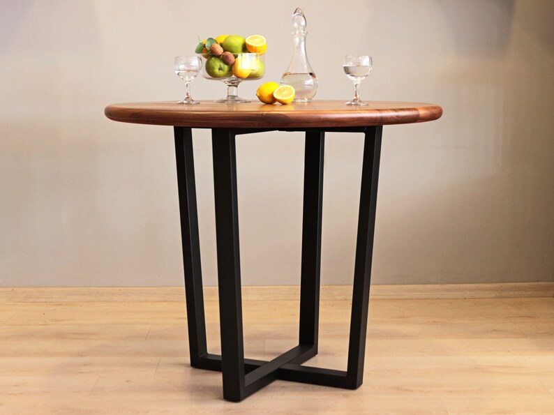 Round Dining Table Mid Century Modern Solid Wood Table - Etsy