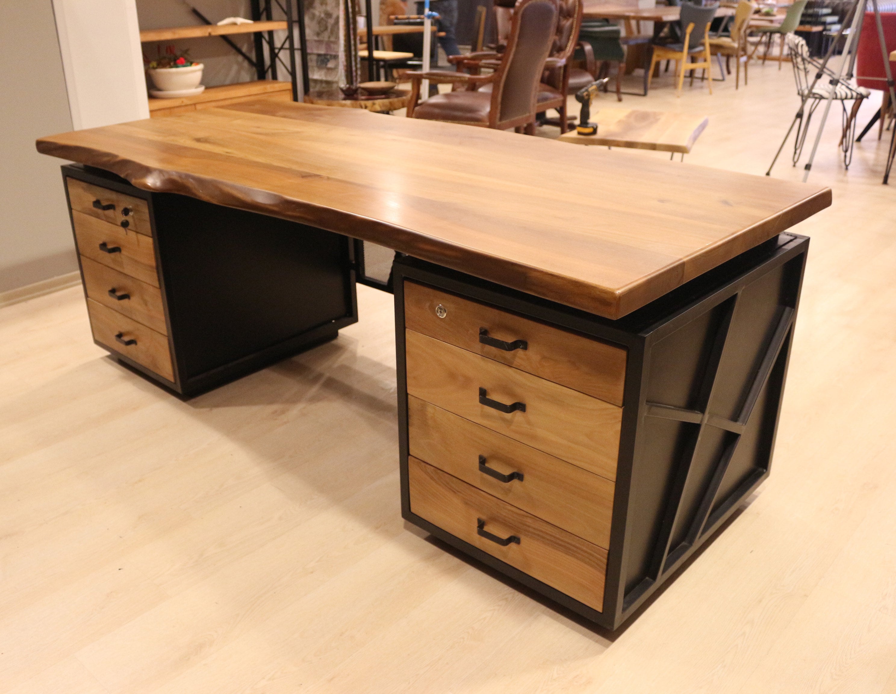 Solid Wood Office Desk Dark / Executive Office Table / | Etsy