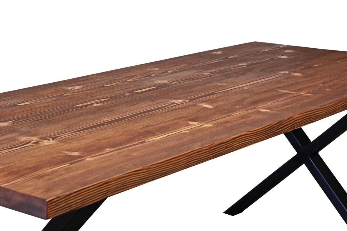 Dining Room Table and Bench With Metal Legs Cross / Solid - Etsy