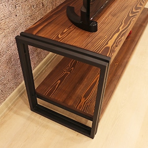 Wood and Metal Tv Stand - Rokko / Solid Wooden and Metal Media Console ...