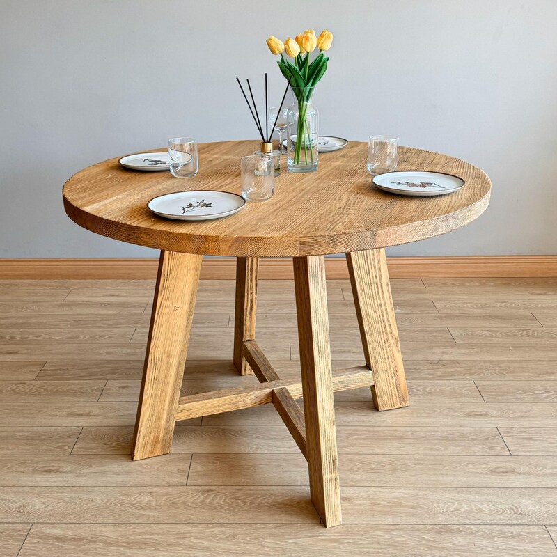 Farmhouse Round Dining Table - Etsy