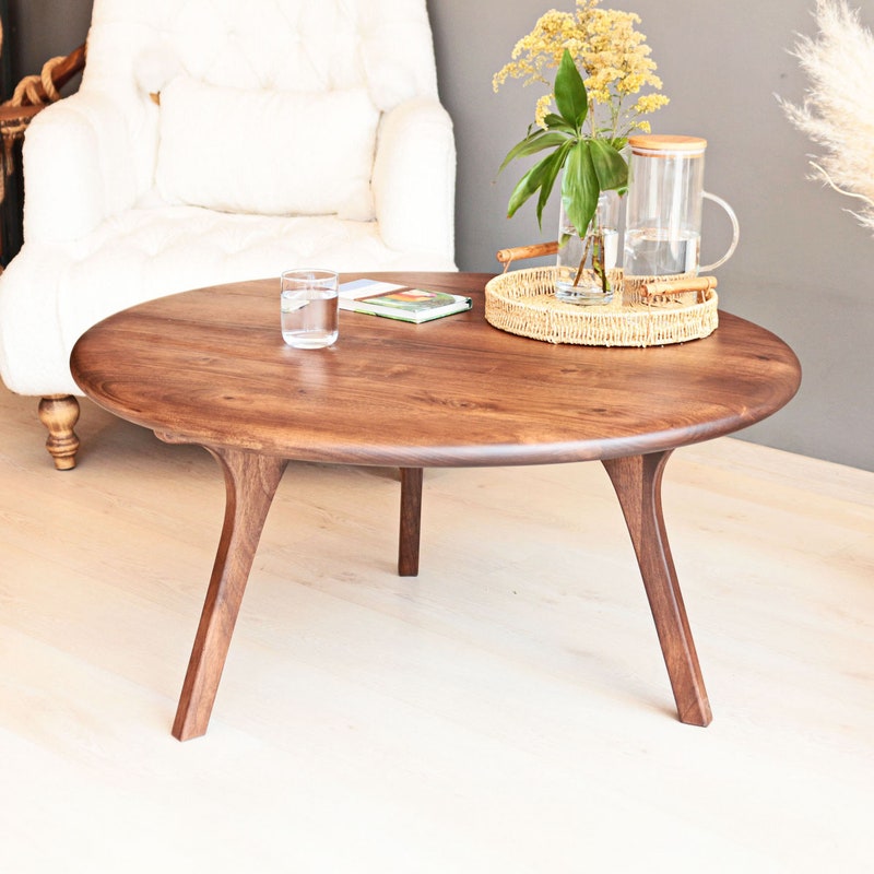 Round Wood Coffee Table - Etsy