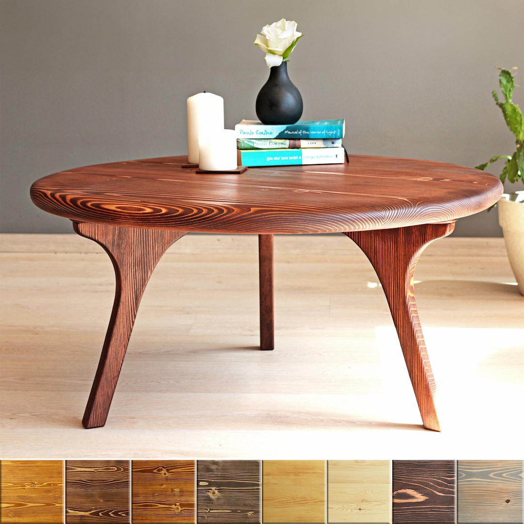 Solid Wood Round Coffee Table , Custom Coffee Table , Rustic Round ...
