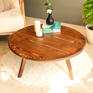 Solid Wood Round Coffee Table , Custom Coffee Table , Rustic Round ...
