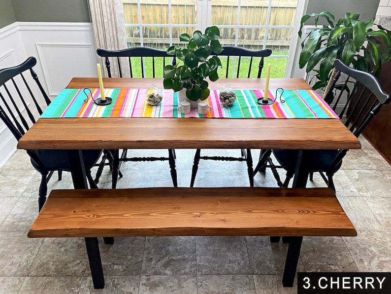 Dining Table and Bench - Custom Size and Color Options / Handmade Solid ...