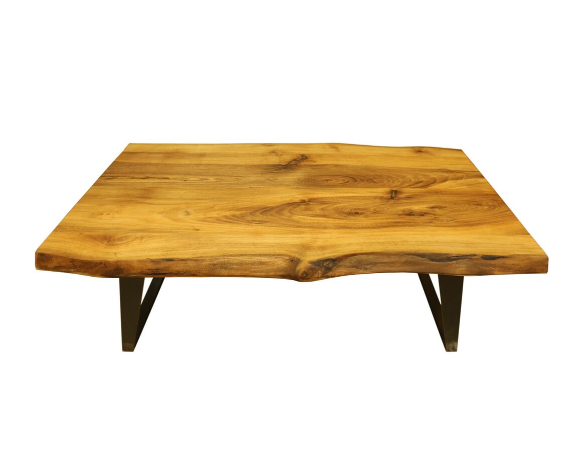Walnut Wood Coffee Table Alaca / Solid Wood and Metal Legs - Etsy