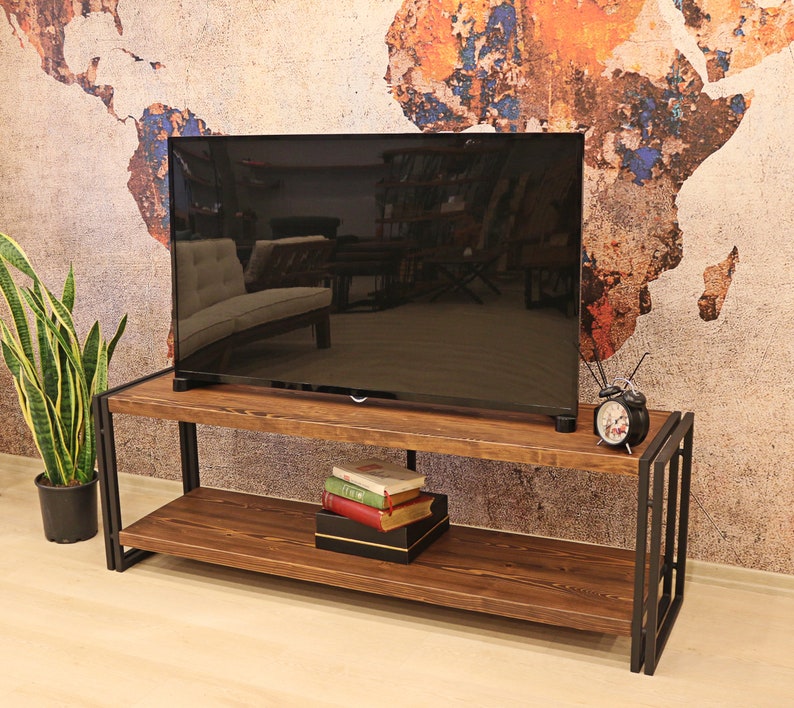 Handmade Wood and Metal Tv Stand Rokko / Rustic Farmhouse Tv | Etsy