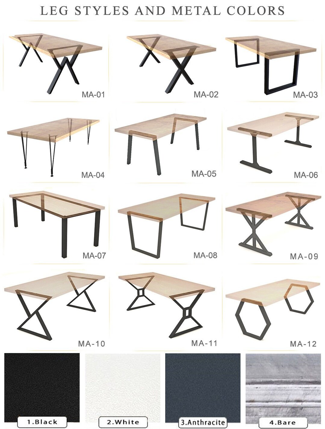 Mozilya Design Dining Table Legs Metal Table Legs - Etsy