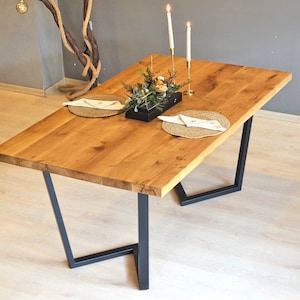 Solid Oak Wooden Dining Table / Handcraft Rustic Wood Dining Table ...