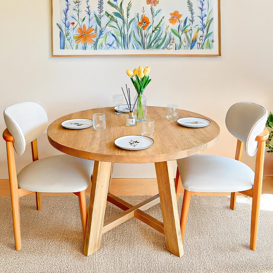 Farmhouse Round Dining Table , Rustic Wooden Dining Table , Reclaimed ...