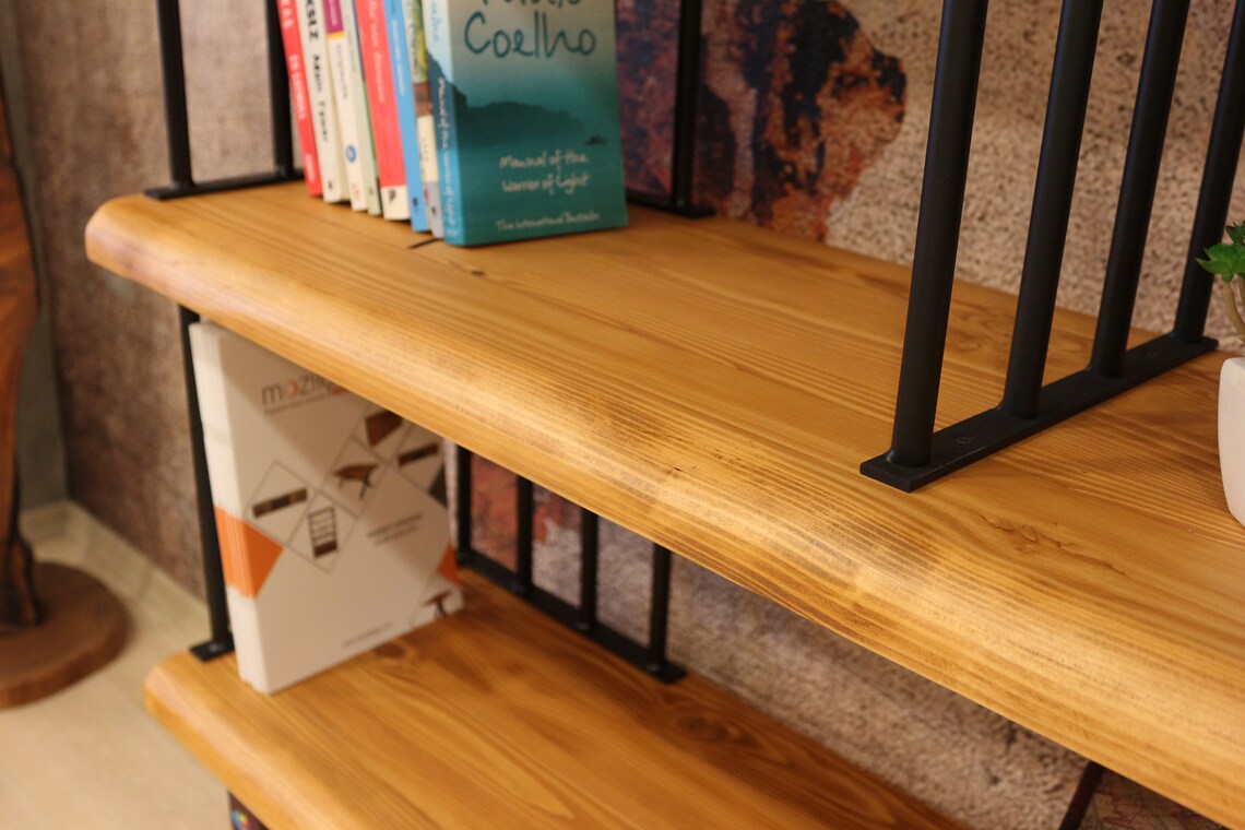 Rustic Wooden Bookshelf Hasir / Solid Wood Open Bookcase / - Etsy