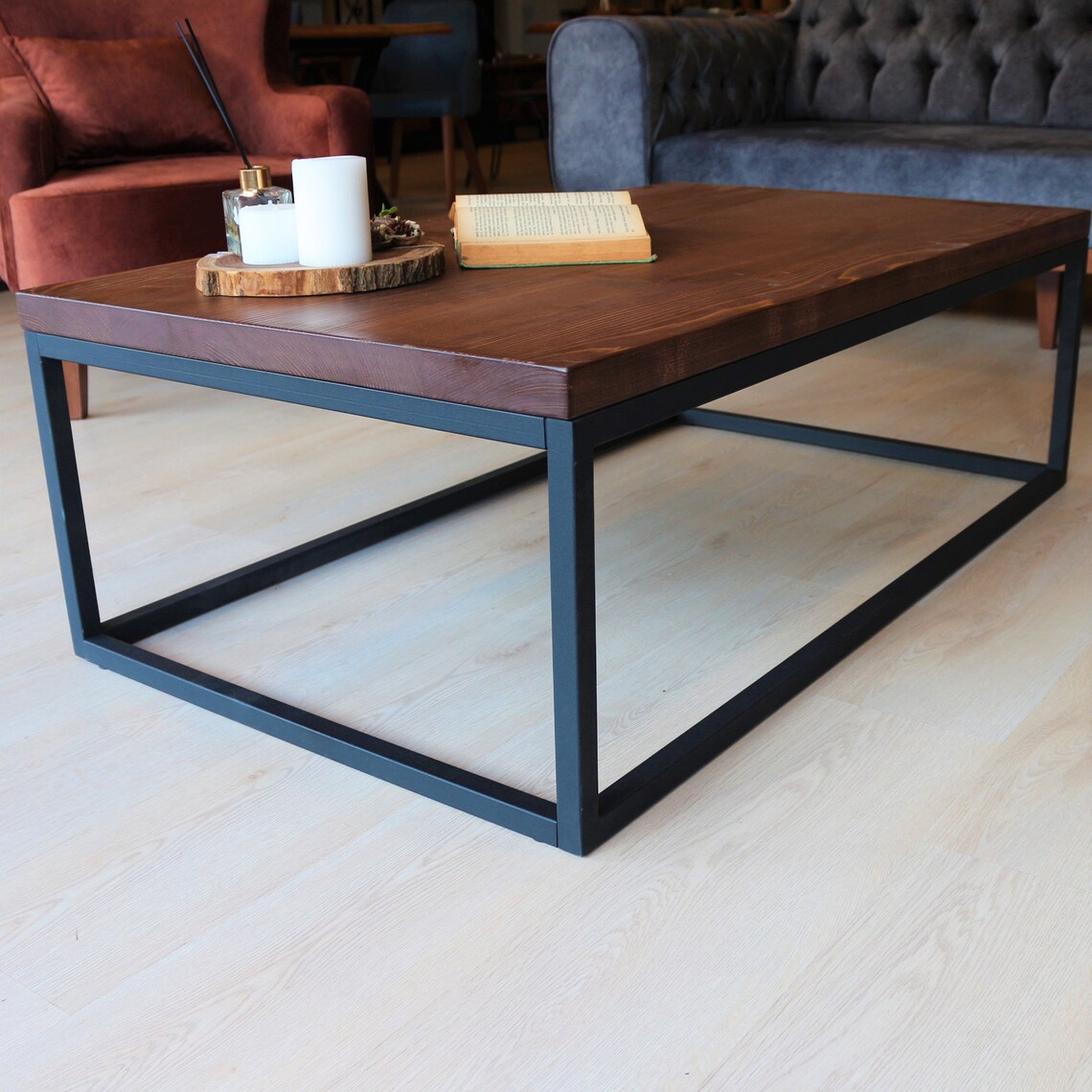 Rectangle Wood Coffee Table , Custom Rustic Coffee Table , Solid Wood ...