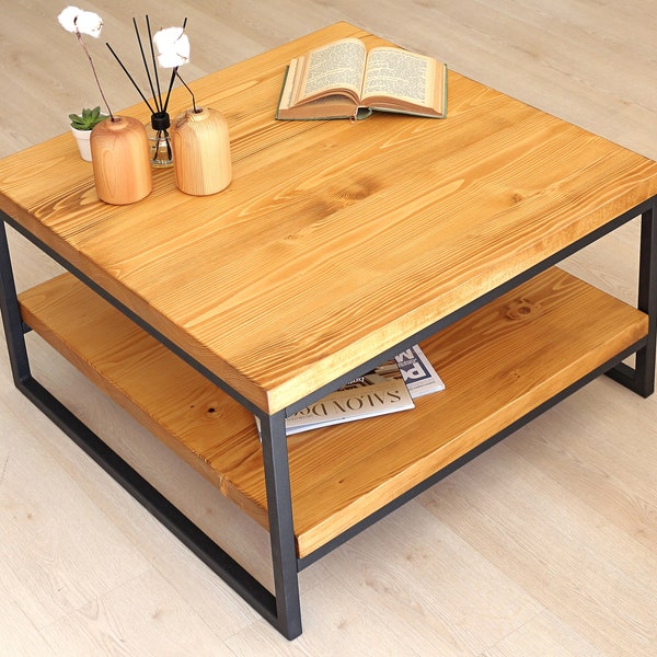 Industrial Farmhouse Coffee Table With Storage - Etsy