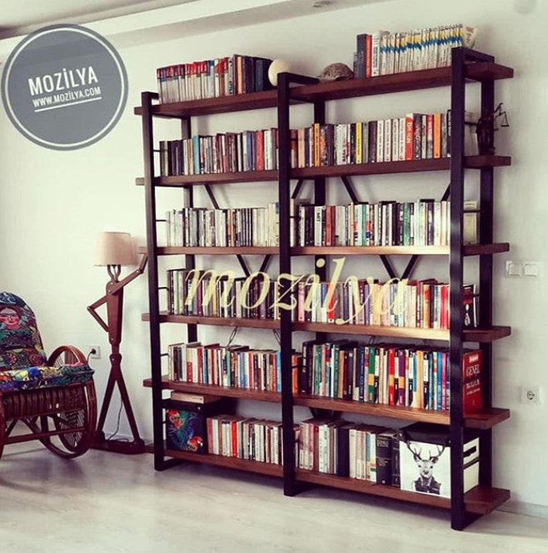 Rustic Wooden Bookshelf Timber X / Handmade Solid Wood and - Etsy