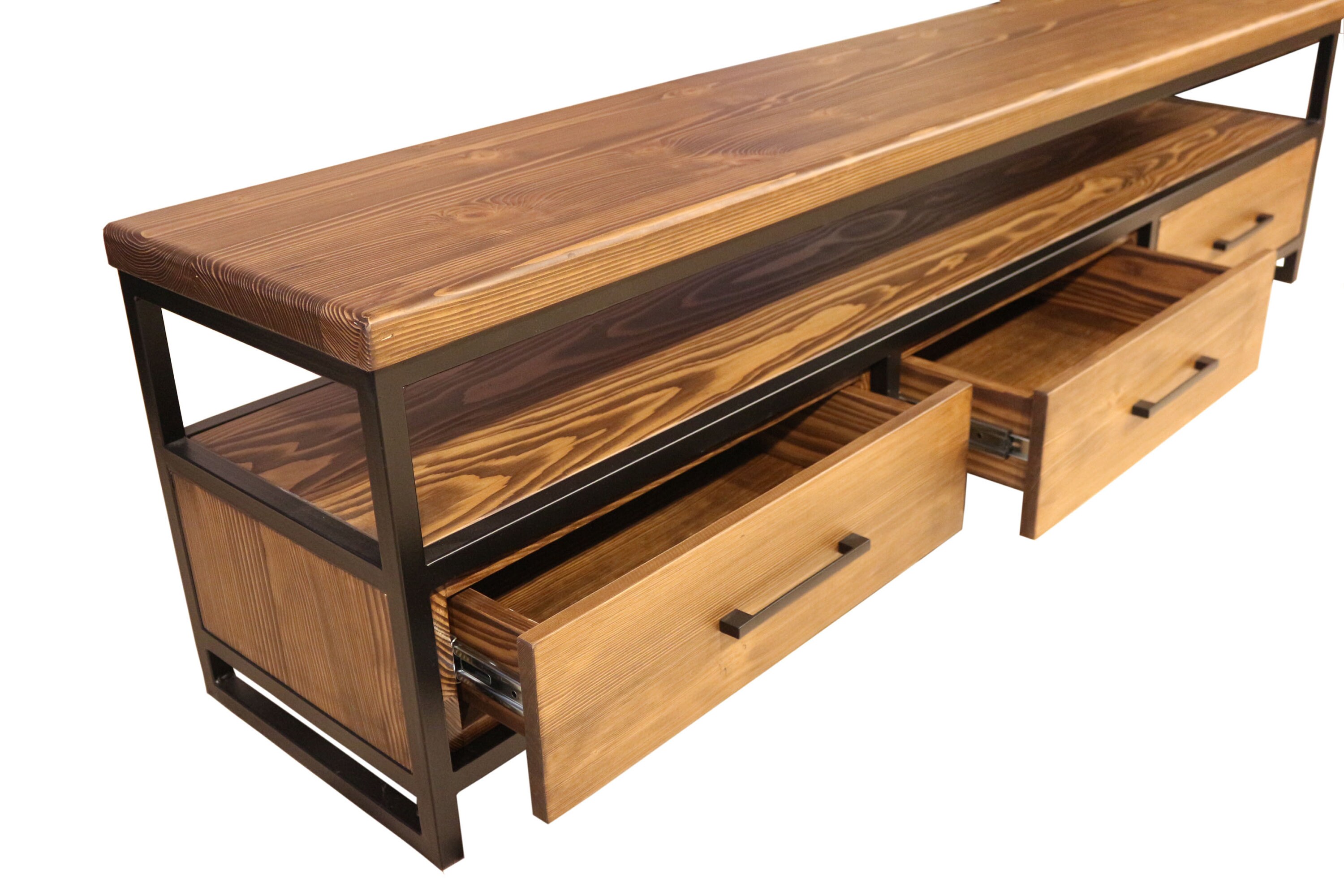 Natural Wood Tv Stand Carmen / Solid Wooden and Metal Media | Etsy