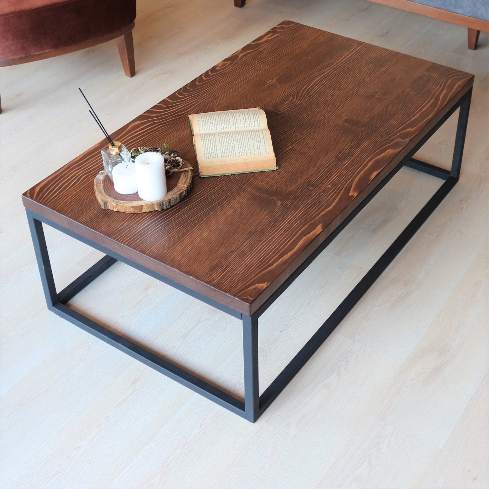 Rectangle Wood Coffee Table , Custom Rustic Coffee Table , Solid Wood ...