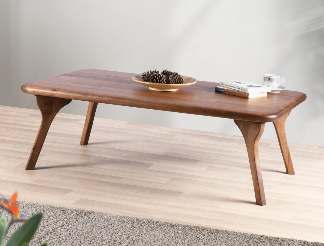 Mid Century Coffee Table Solid Wood Rectangle Coffee Table - Etsy